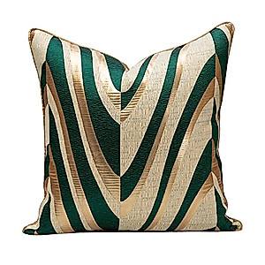 THE-TINOART Decorative Throw Pillow Covers 20 x 20, Olive Green Gold Soft Pillow Covers Striped Christmas Decor Square Cushion Covers Home Decor for Couch Patio Sofa Bedroom Car