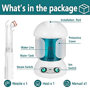 KIEKRO Facial Steamer, Face Steamer for Facial Deep Cleaning, Portable Steamer for Face, Table Top Design, Hot Mist Moisturizing, Personal Care Use, Home and Salon (Blue)