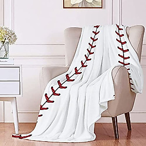 RICKYOUNG Baseball Style Flannel Lightweight Blankets Quilt Plush Fleece Soft Bedding Throw Blanket for Couch and Bed 80"x60" for Adult