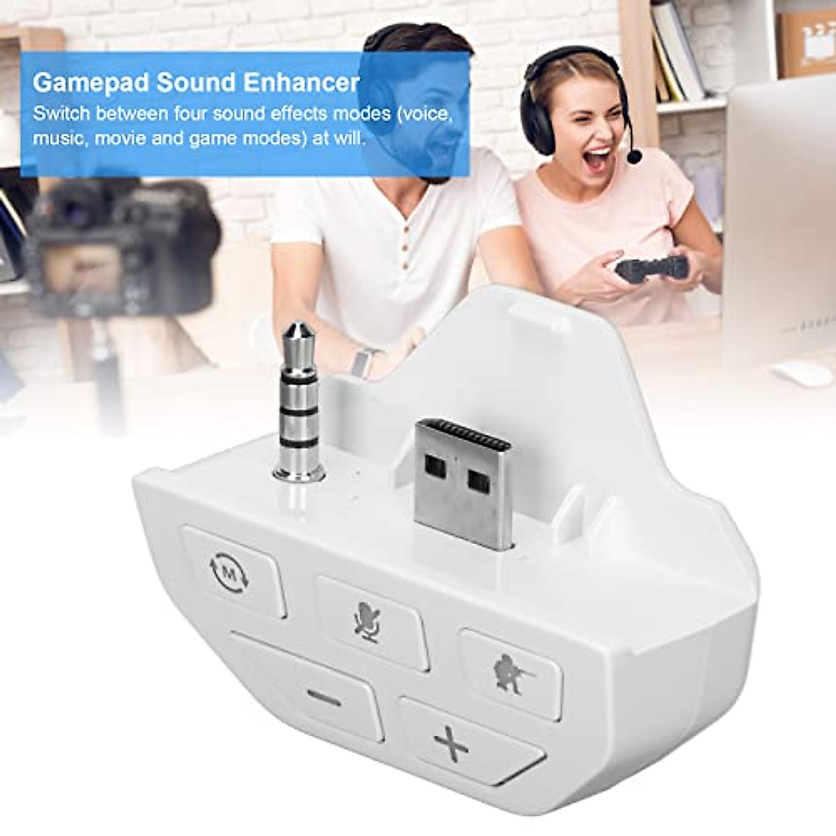 CUIFATI Sound Enhancer for Convenient Volume Up and Down Buttons The Voice Mode Greatly Attenuates Environmental Sounds Designed for Controllers(White)