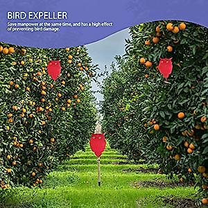 YARDWE 2PCS Owl Fake Hanging Plastic Owl Reflective Bird Blinder Scare Spiral Rods for Window Yard Garden Outdoor