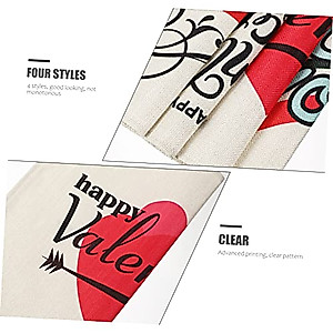 STOBOK 4pcs Valentine's Day Placemat Linen Placemats Embroidered Table Runner Table Placemats Burlap Kitchen Placemats Jute Placemats Linen Table Runner Household Placemat Dinnerware Mat