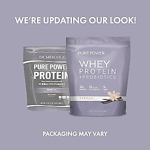 Dr. Mercola Pure Power Protein Powder, Vanilla, 31 oz (1 IB. 15 oz.) (880 g), 22 Servings, BCAA, Natural Sweeteners Only, Non GMO, Soy Free, Gluten Free