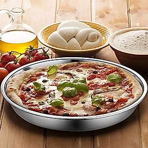 Elsjoy 4 Pack 13 Inch Stainless Steel Pizza Pan, Deep Round Baking Pan Large Pizza Baking Tray, Heavy-Duty Pizza Dish Non-Stick Baking Sheet for Oven, Dishwasher Safe