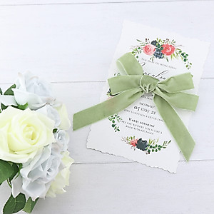 DINDOSAL Sage Green Velvet Ribbon 1 Inch Single Face Velvet Sage Green Christmas Ribbon for Tree Decorations, Gift Wrapping, Hair Bows, Choker, Wedding, Cafts, Bouquets, Baby Shower - 10 Yards