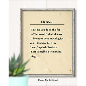 Govivo Excerpt from Charlotte's Web by E.B. White - Typography Wall Decor Art Print on a beige background - 11x14 unframed artwork printed on photograph paper