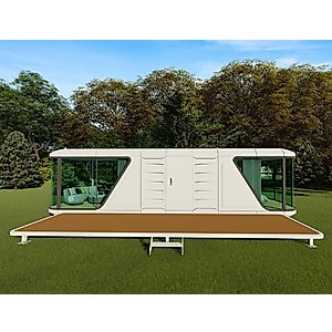 Futuristic Mobile Capsule Home - 1 Bedroom, Full Bathroom, Kitchen & Living Area - Sleek Portable Cabin