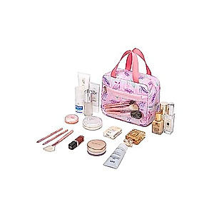 CAMTOP Makeup Bag Women Girls Cute Quilted Cosmetic Bags Travel Toiletry Purse Zipper Pouch(Pink Heart Quilted)