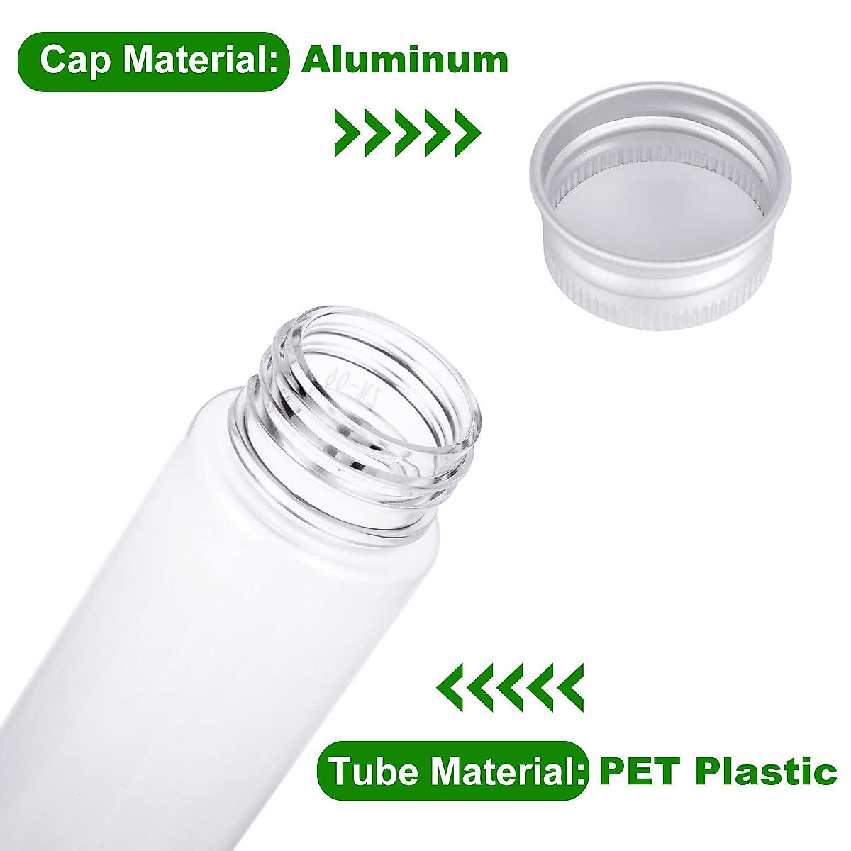 Acrux7 40 pcs Clear Flat Plastic Test Tube with Screw Caps 110ml - Flat-Bottomed Transparent Test Tube for Bath Salt Candy Storage (151 x 34 mm)