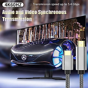 Onep USB C to Mini DisplayPort, Onepeace Thunderbolt 3 Cable to USB C 6.6FT, Compatible for MacBook ProAir 2020-2016, Surface Book2, Galaxy S2191020 (NOT Thunderbolt 2)