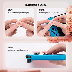 GeekShare 4PCS Silicone Joycon Thumb Grip Caps, Kawaii Cherry Blossom Joystick Cover Compatible with Switch/OLED/Switch Lite (Sakura)
