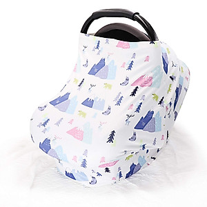 GFU Baby Car Seat Cover for Baby Boys and Girls, Carseat Canopy for Infant, Multi- use Nursing Covers, Stretchy Baby Car Seat Cover for Stroller/High Chair/Shopping Cart/Car Seat Canopies