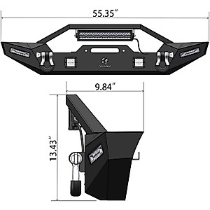 LUYWTE New Black Powder Coated Steel Front and Rear Bumper With Tire Carrier&Oil Drum Rack&6XLED Lights&4XD-Rings For 1997-2006 Wrangler TJ