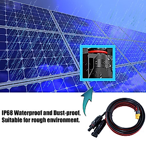 iHaospace Solar to XT60 Extension Cable 10FT 10AWG, Solar Panel Connector to XT60 Adapter Charging Cable Compatible for EcoFlow River and Delta 2 Pro Max Bluetti EB55 Anker 757 767 Power Station