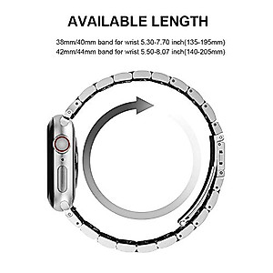 U191U Band Compatible with Apple Watch Stainless Steel Wristband Metal Buckle Clasp iWatch 38mm 40mm 41mm Strap Bracelet for Apple Watch Series 7/6/5/4/3/2/1 Sports Edition (Silver/Gold, 38/40/41MM)