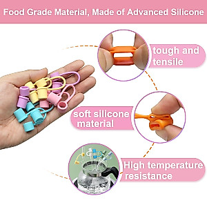 4Pcs 0.4in Straw Cover Cap for Stanley Cup Accessories, Silicone Straw Topper Compatible for Stanley 30&40 Oz Tumbler with Handle, Dust-Proof Drinking Straw Reusable Straw Tips Lids