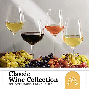 Wine Glasses Set of 4 – 22oz Elegant Wine Glass Gift Set – Modern Long Stem Crystal Wine Glasses for White & Red Wine – Hand Blown Lead-Free White Wine Glass Set for Restaurant & Home Bar Use