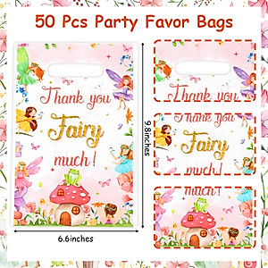 Serencatcher 50Pcs Fairy Party Favors Bags, Fairy Baby Shower Birthday Party Favor Candy Goodie Treat Bags Plastic for Fairy Theme Bridal Shower Engagement Bachelorette Wedding Party