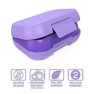Bentgo Kids Snack - 2 Compartment Leak-Proof Bento-Style Food Storage for Snacks and Small Meals, Easy-Open Latch, Dishwasher Safe, and BPA-Free - Ideal for Ages 3+ (Purple)