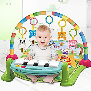 WYSWYG Baby Gym Jungle Musical Play Mats for Floor, Kick and Play Piano Gym Activity Center with Music, Lights, and Sounds Toys for Infants and Toddlers Aged 0 to 6 to 12 Months (Green)