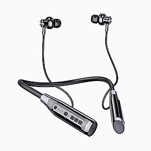 CATHERMENGO 100 Hours - TF Card Support Wireless Bluetooth Headphones, Neckband Headset with Built-in Noise Cancelling Microphone, Hi-Fi Stereo Gaming Running Earbuds, Black (A12)