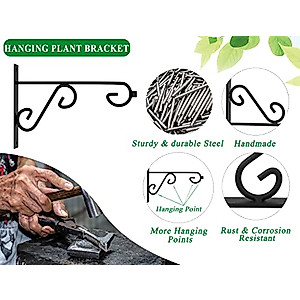 KEHOUXRE Plant Hanger Hook,2 Pcs Plant Bracket,6in Metal Wall Plant Hook for Outdoor or Indoor Planters,Bird Feeders,Decorative Plant Wall Hanger