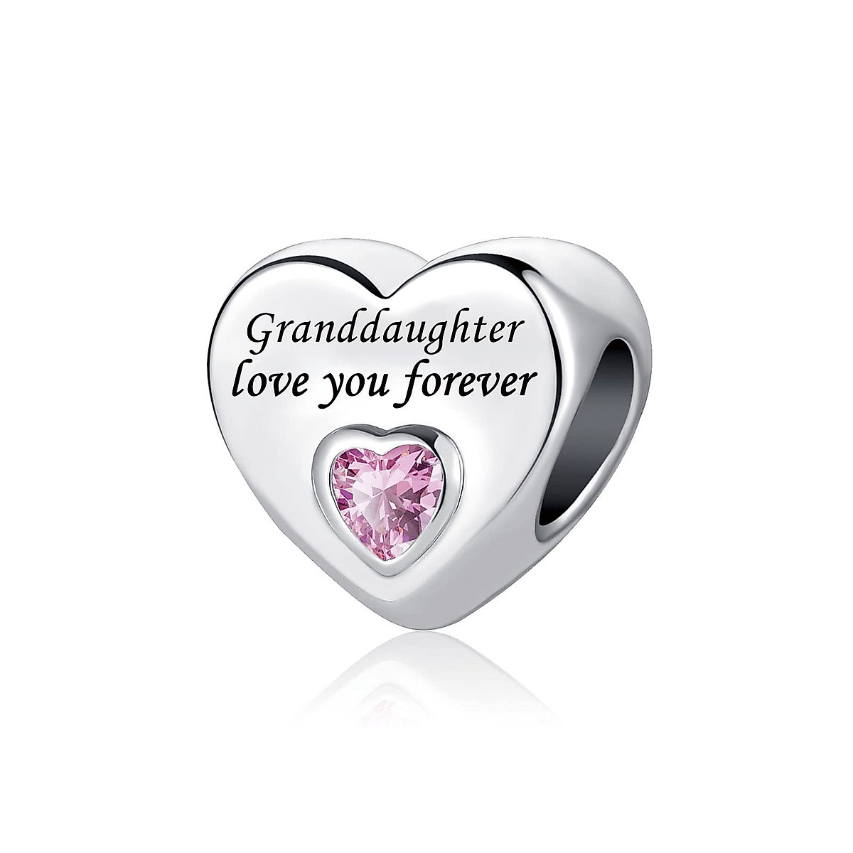 Chili Jewelry Granddaughter Pink Crystal Heart Love Charm Compatible With Pandora Charms Bracelets