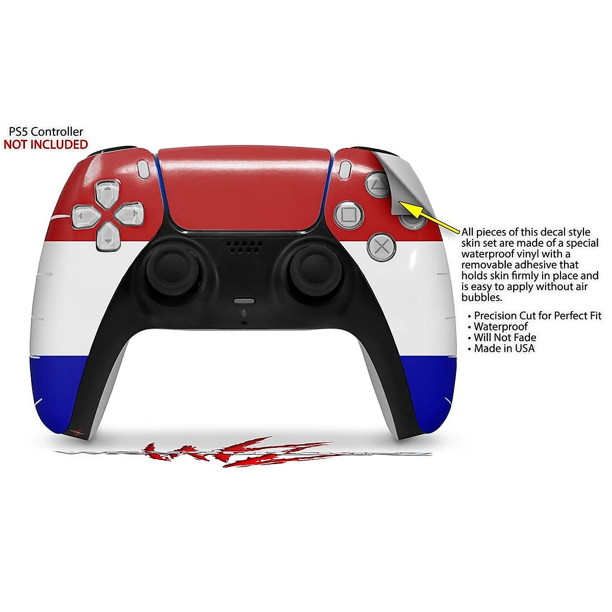 WraptorSkinz Skin Wrap compatible with Sony PS5 DualSense Controller Red White and Blue (CONTROLLER NOT INCLUDED)
