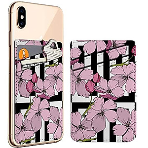 Diascia Pack of 2 - Cellphone Stick on Leather Cardholder ( Appe Blossom Floral Botanical Flower Pattern Pattern ) ID Credit Card Pouch Wallet Pocket Sleeve
