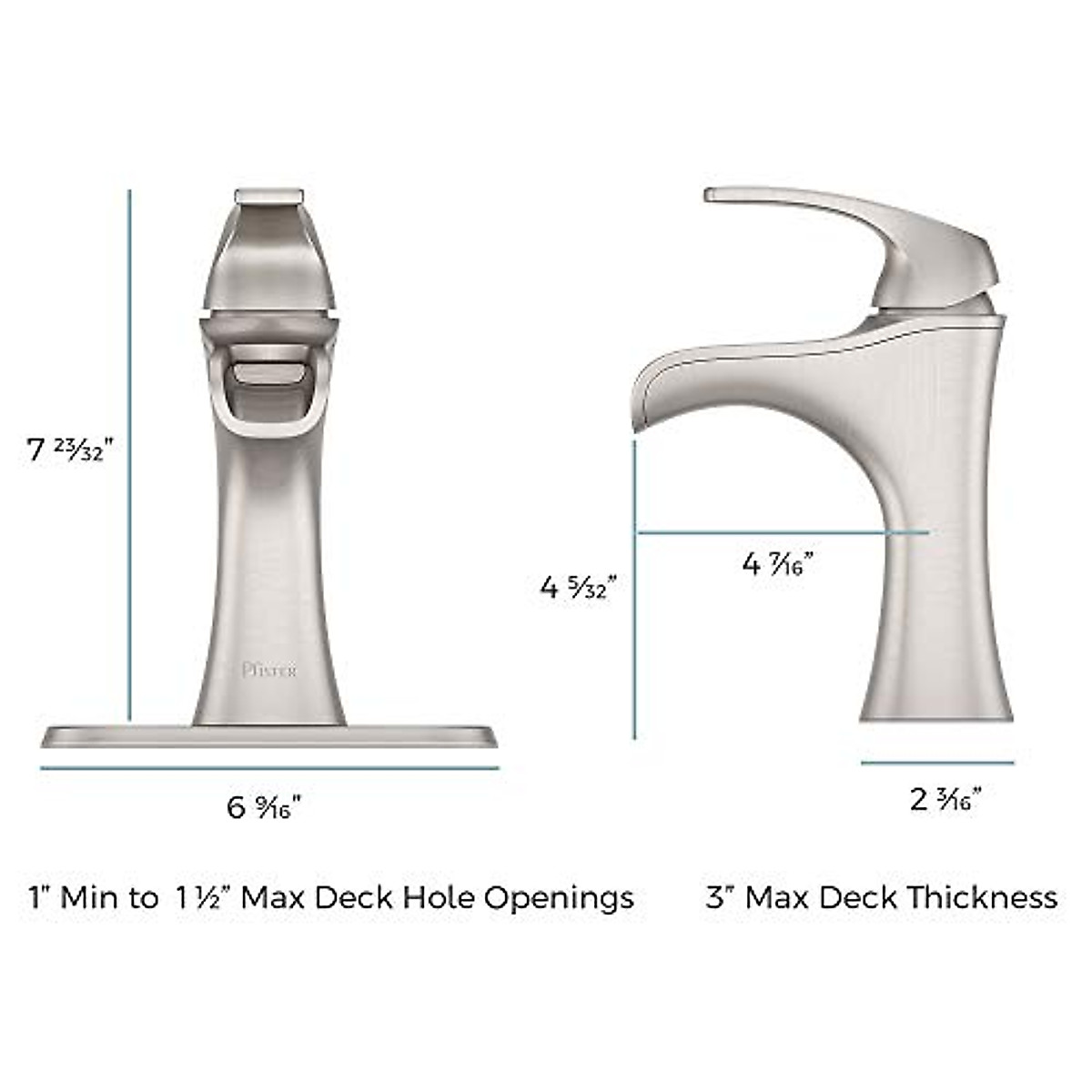 Pfister Jaida Bathroom Sink Faucet, Single Handle, Single Hole or 3-Hole, Spot Defense Brushed Nickel Finish, LF042JDGS