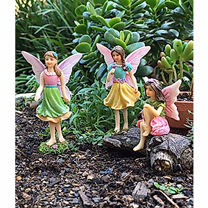 PRETMANNS Fairy Garden Fairy Figurines - Fairies for Fairy Gardens - Small Garden Fairies - Cute Fairy Garden Accessories for a Miniature Fairy Garden - Fairy Figurine Set 3 Pcs