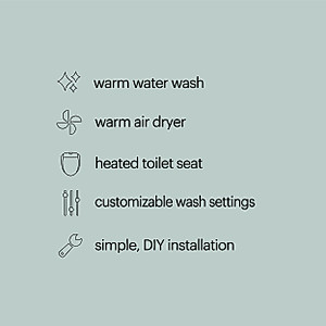 -ew Electronic Bidet Seat Fits Elongated Toilets Remote Warm Air Dryer Strong Wash Steel Nozzle White Plastic