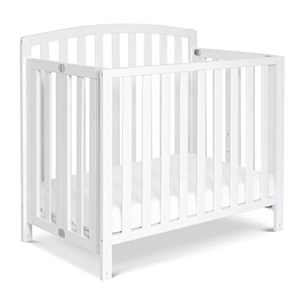 DaVinci Dylan Folding Portable 3-in-1 Convertible Mini Crib and Twin Bed in White, Greenguard Gold Certified