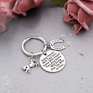 WSNANG Horse Inspirational Gift Some Horses Will Test You Teach You And Will Bring Out The Best In You Keychain Equestrian Gift for Horse Lover (Some Horses KC)