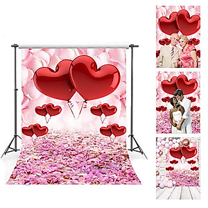 Valentine's Day Love Heart Photography Backdrops 5x7ft Pink Rose Flowers Wedding Photo Background for Pictures Newborn Bridal Shower Birthday Party Banner Decor Mother's Day Photo Studio Props