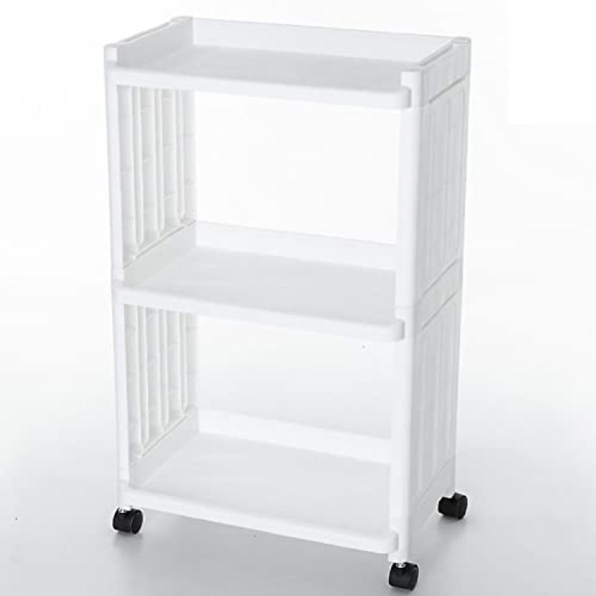 3-Tier Rolling Storage Shelf Plastic Dishwashing Detergent Organizer Serving Mobile Utility Easy Assembly Durable StableCart with Wheels, for Office, Bathroom, Kitchen, Bedroom (White)
