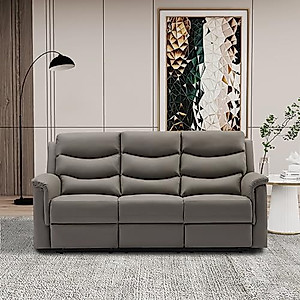 Verfur 2 Pieces Faxu Leather Recliner Sofa Sets, 3 Seater Manual Reclining Motion Couch and Loveseat with Storage Console & Cup Holders for Living Room/Office/RV Theater Seating Furniture Set