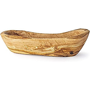 Forest Decor Set of 1 Decorative Wood Bowl - 9.5" Wooden Boat Shaped Bowl for Fruit - Olive Wood Snack Bowls - Handmade Rustic Serving Bowls - Table Countertop Wood Centerpiece for Home Décor