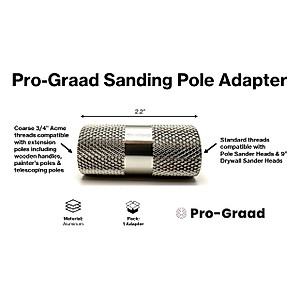 Pro-Graad Sanding Pole Adapter, Connect Wood Handles, Painter Pole, Telescopic, Multi Purpose Paint Extension Pole to Drywall Standard Sander Head, Pole Sander Adapter
