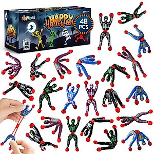 48Pcs Halloween Party Favors for Kids, Halloween Party Favors Bulk with Sticky Toys,Stretchy Sticky Toys for Halloween Bags Party Favors, Halloween Goodie Bag Fillers Trick or Treat Toys for Kids