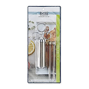 RSVP International Endurance Kitchen Tool Collection Marinade Injector with Interchangeable Needle Tips, 7x3, 2 oz Capacity, Stainless Steel