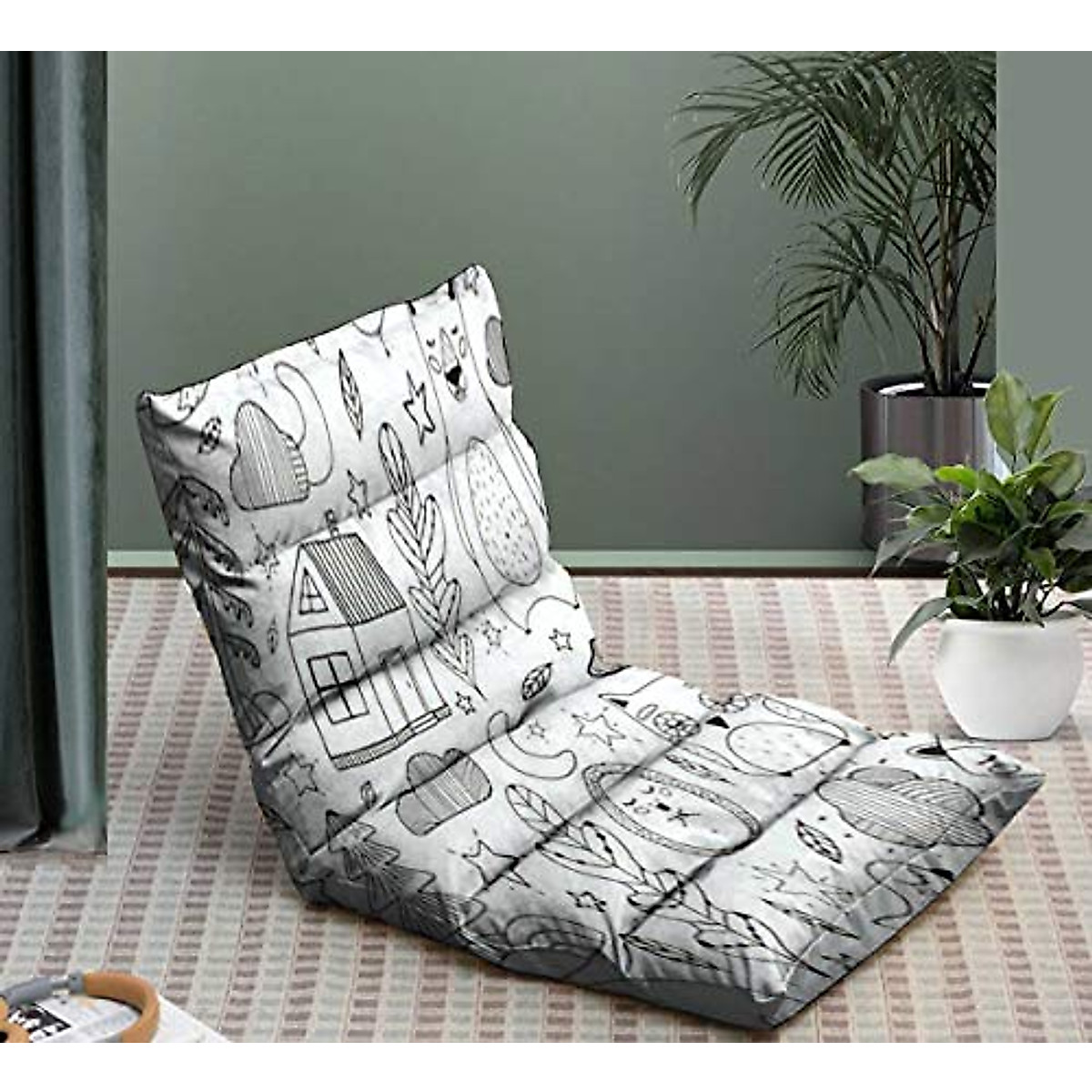 Floor Lounger Adjustable Floor Chair Flat of a Sleepy with an owl a Bear a Hedgehog a Memory Foam Folding Floor Sofa Lounge Chair for Adults Home Office Reading Watching Gaming