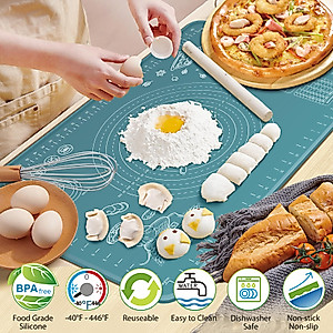 Silicone Pastry Mat Extra Thick Non-stick Baking Mat, 32" x 24" Rolling Dough With Measurements Non-slip Silicone Mat, Kneading Mat, Counter Mat, Dough Mat with Edge Heightening