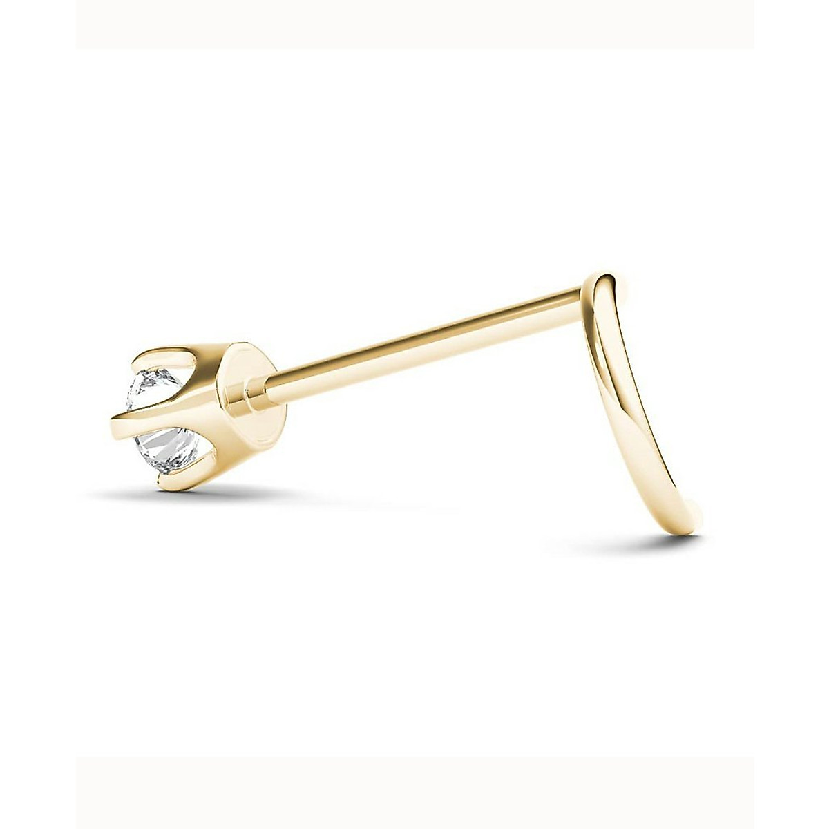 JewelMore Diamond Nose Stud 14K White or Yellow Gold Nose Ring Twist Screw 20 Gauge I1 Clarity (2mm (0.03 ct. tw) …