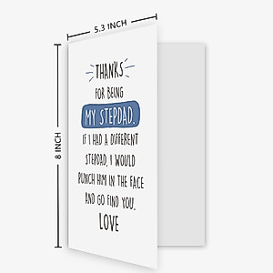 Ogeby Funny Step Dad Father’s Day Card, Humor Birthday Card Gift for Him, Thanks for Being My Stepdad, Punch Him in the Face