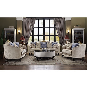 ACME Sheridan Loveseat w/5 Pillows - - Cream Fabric