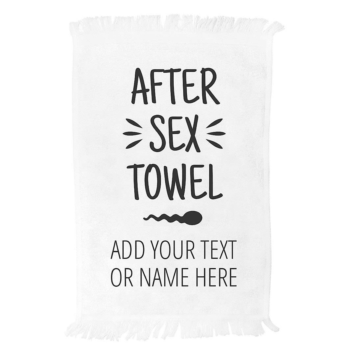 FUNNYSHIRTS.ORG Personalized After Sex Towel with Custom Text: Fringed Spirit Towel White