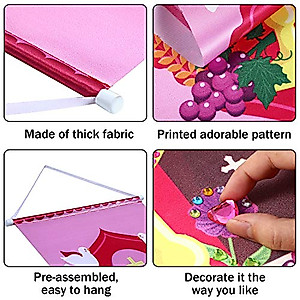 First Communion Banner Kit DIY Holy Door Hanging Decor with 2 Sheets of Diamond Stickers for Boys and Girls Decoration Set, 12 x 20 Inch (Holy Grail Pink Style)