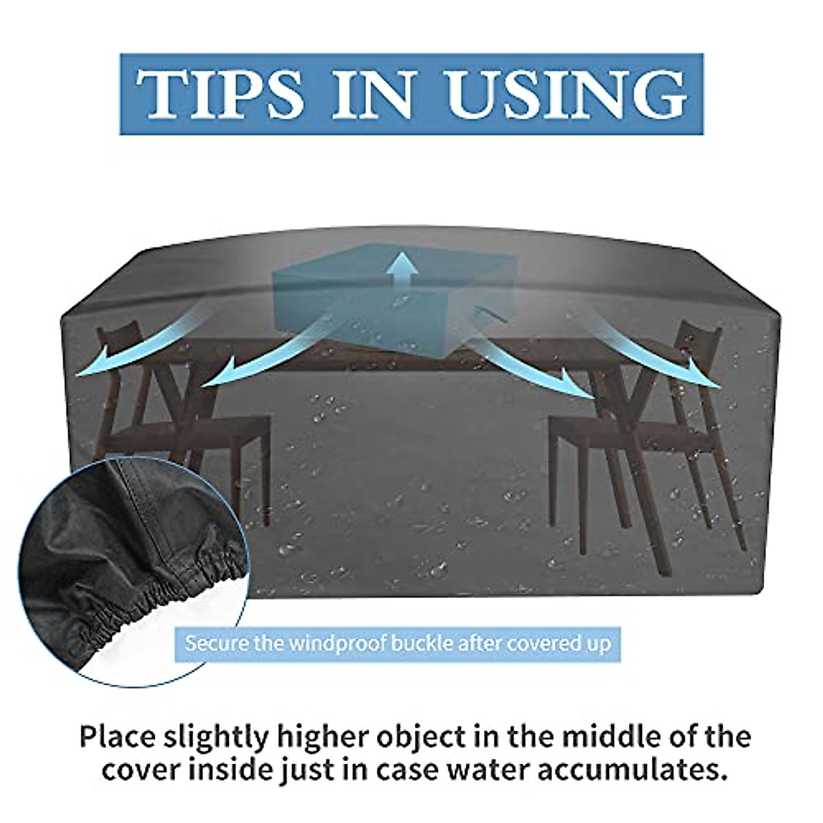 HREFEU Patio Table Cover Black, Heavy Duty 600D Oxford Deck Box Cover, Outdoor Table Cover,Outdoor Patio Furniture Cover Waterproof for Sofa, Coffee Table and Chairs - 63 x 30 x 28 inch