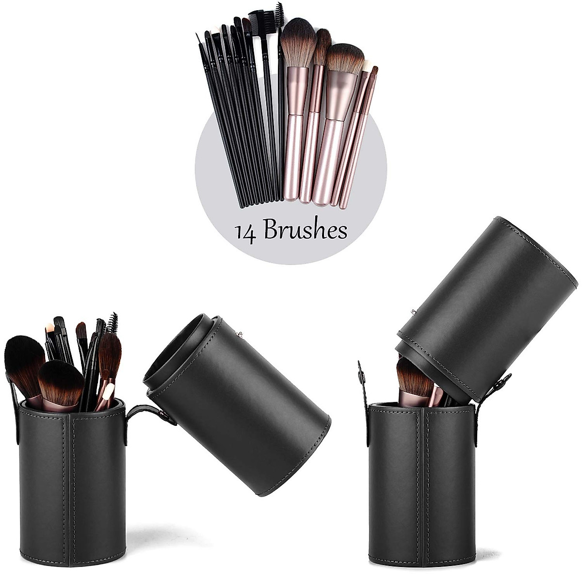 Narwey Makeup Brush Holder Travel Brushes Case Bag Cup Storage Dustproof for Women (Black)